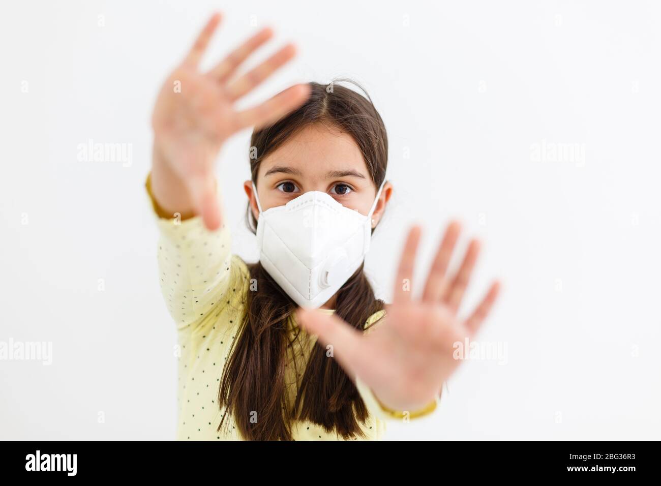Masked child - protection against influenza virus. Little Caucasian ...