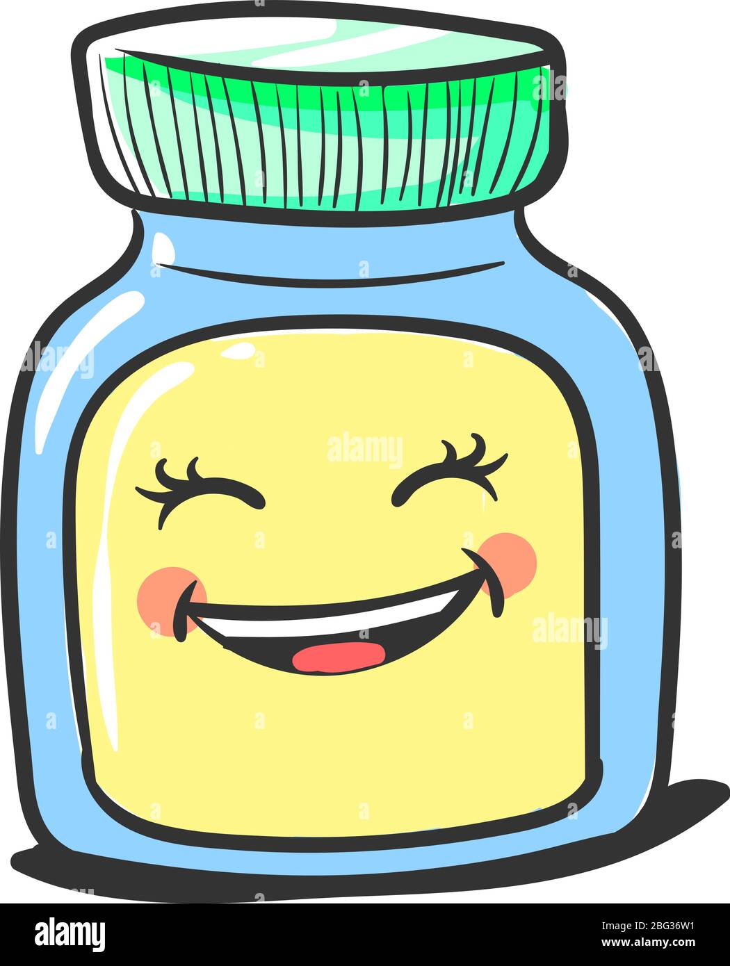 Happy remedy bottle, illustration, vector on white background Stock ...