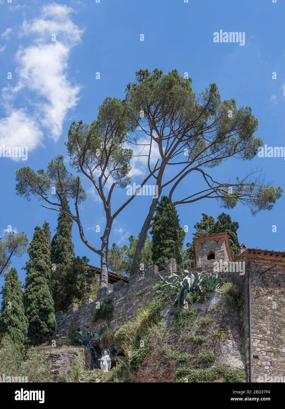 The statue of the Madonna della Rocca in the historic center of the ...