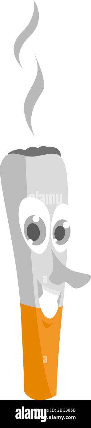 Smiling cigarette, illustration, vector on white background Stock ...