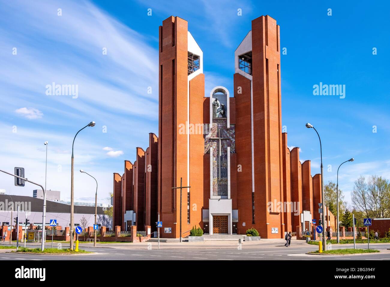 Warsaw, Mazovia / Poland - 2020/04/18: Facade of St. Thomas Apostle ...