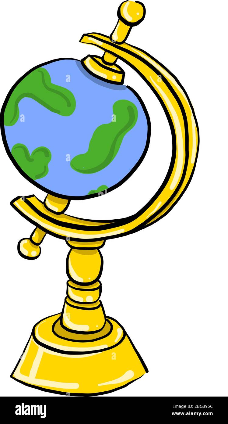 Golden globe, illustration, vector on white background Stock Vector ...