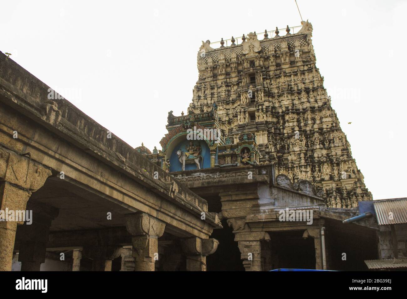 A temple tower of an Ancient temple in papanasam south Tamil Nadu ...