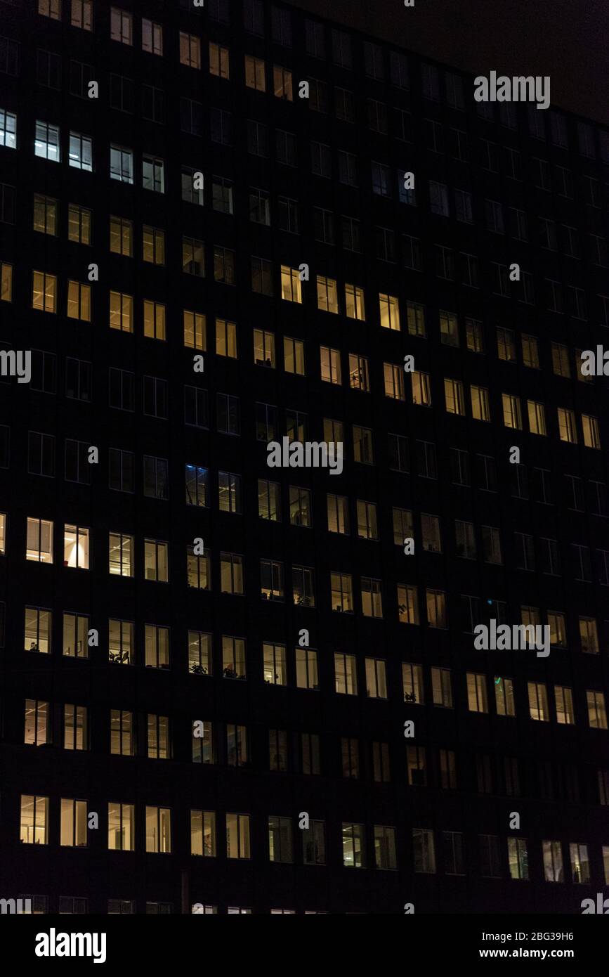 Skyscraper with lighted windows hi-res stock photography and images - Alamy