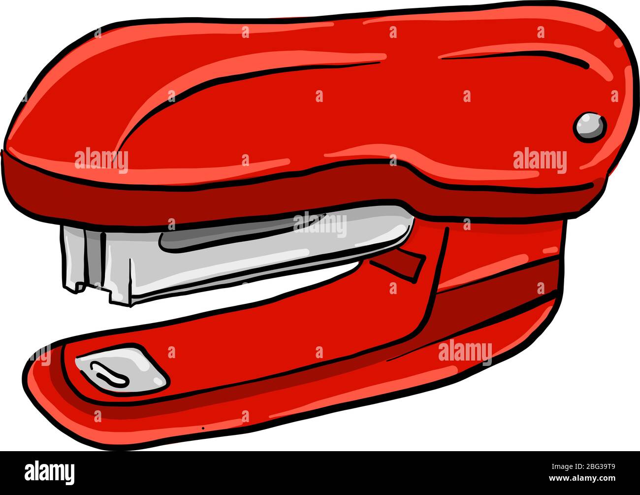 Red stapler, illustration, vector on white background Stock Vector ...