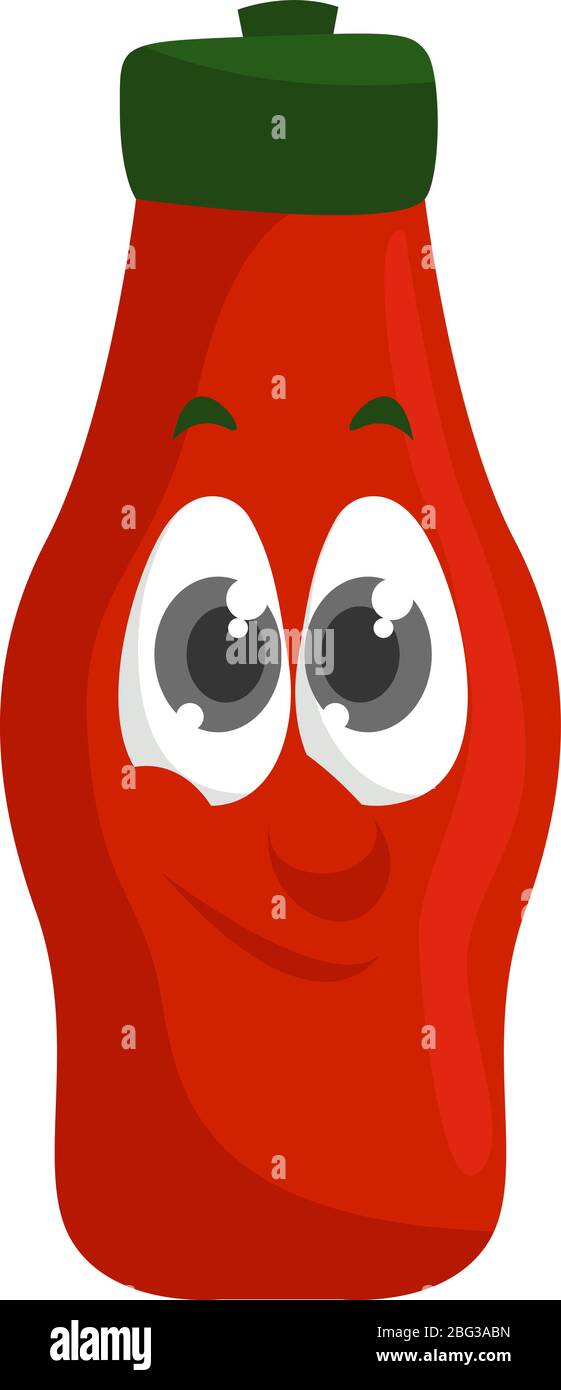 Happy ketchup, illustration, vector on white background Stock Vector ...