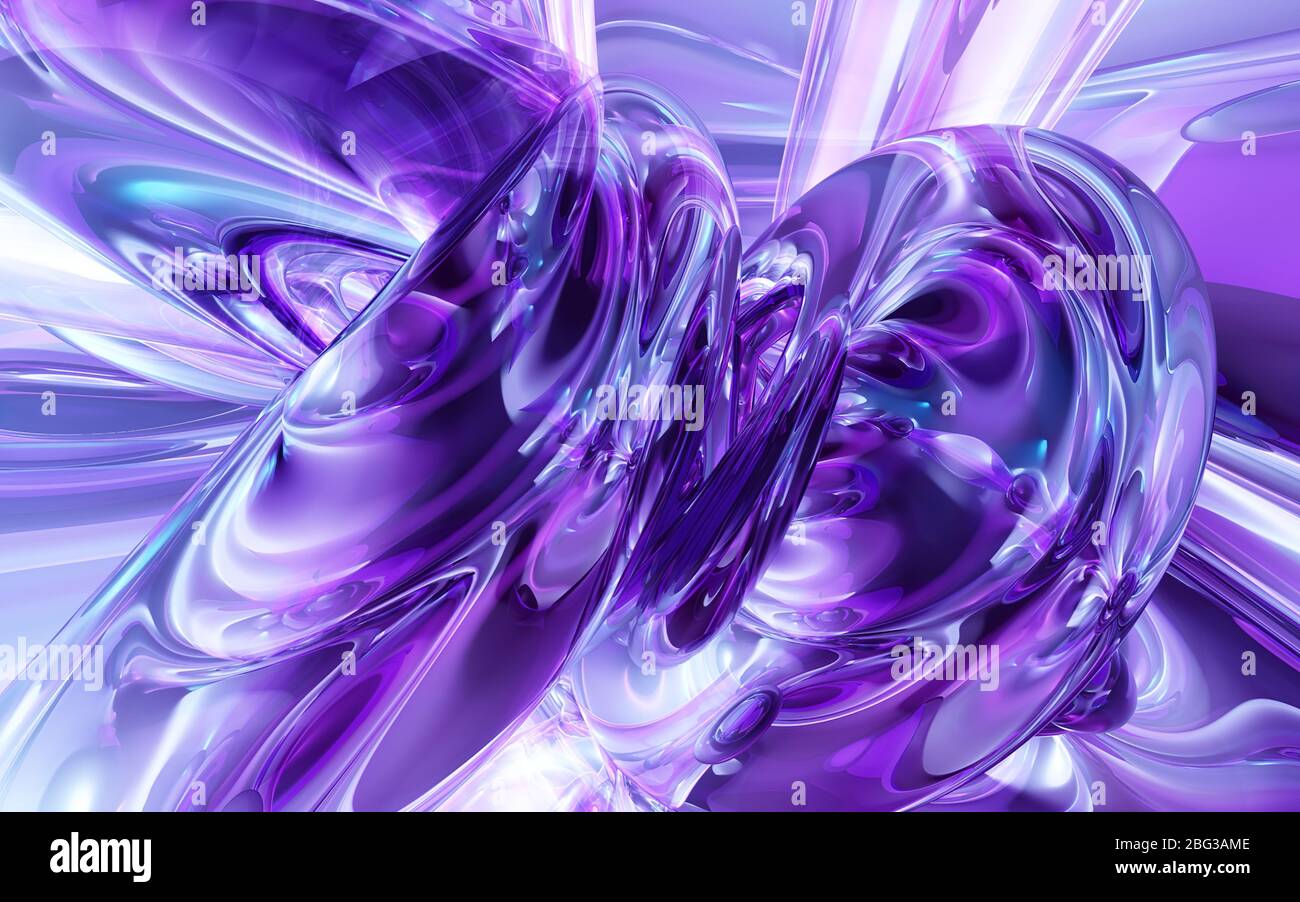 Abstract purple 3d illustration. Flowing reflections. Background Stock ...