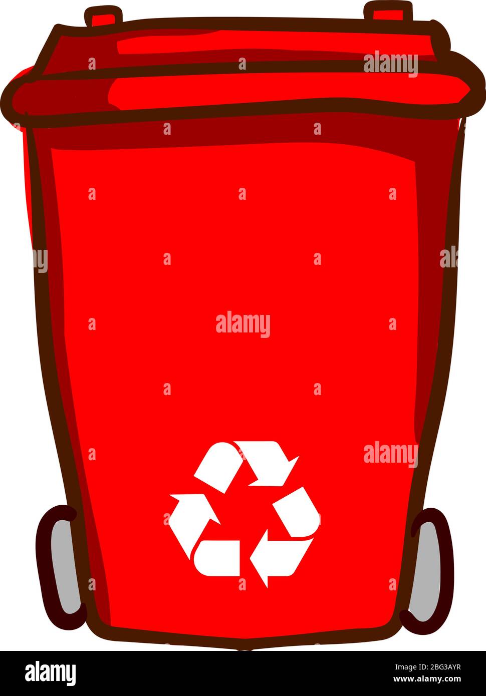 Red recycle bin, illustration, vector on white background Stock Vector ...