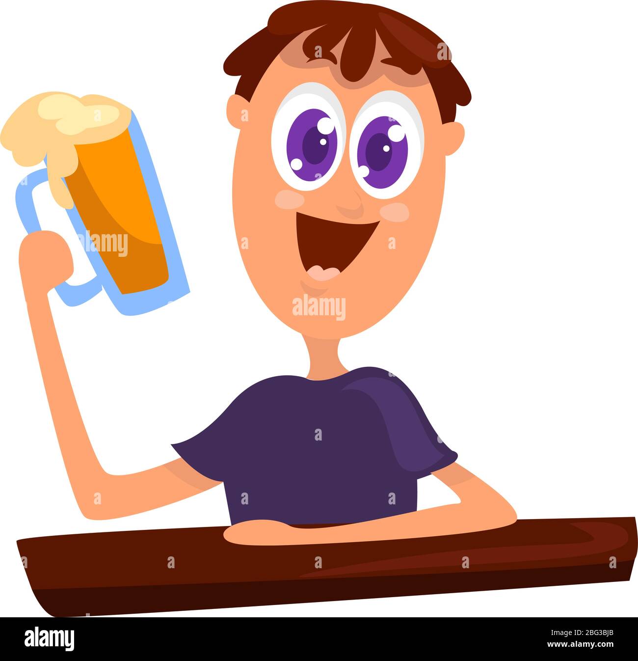 Boy drinking beer, illustration, vector on white background Stock ...