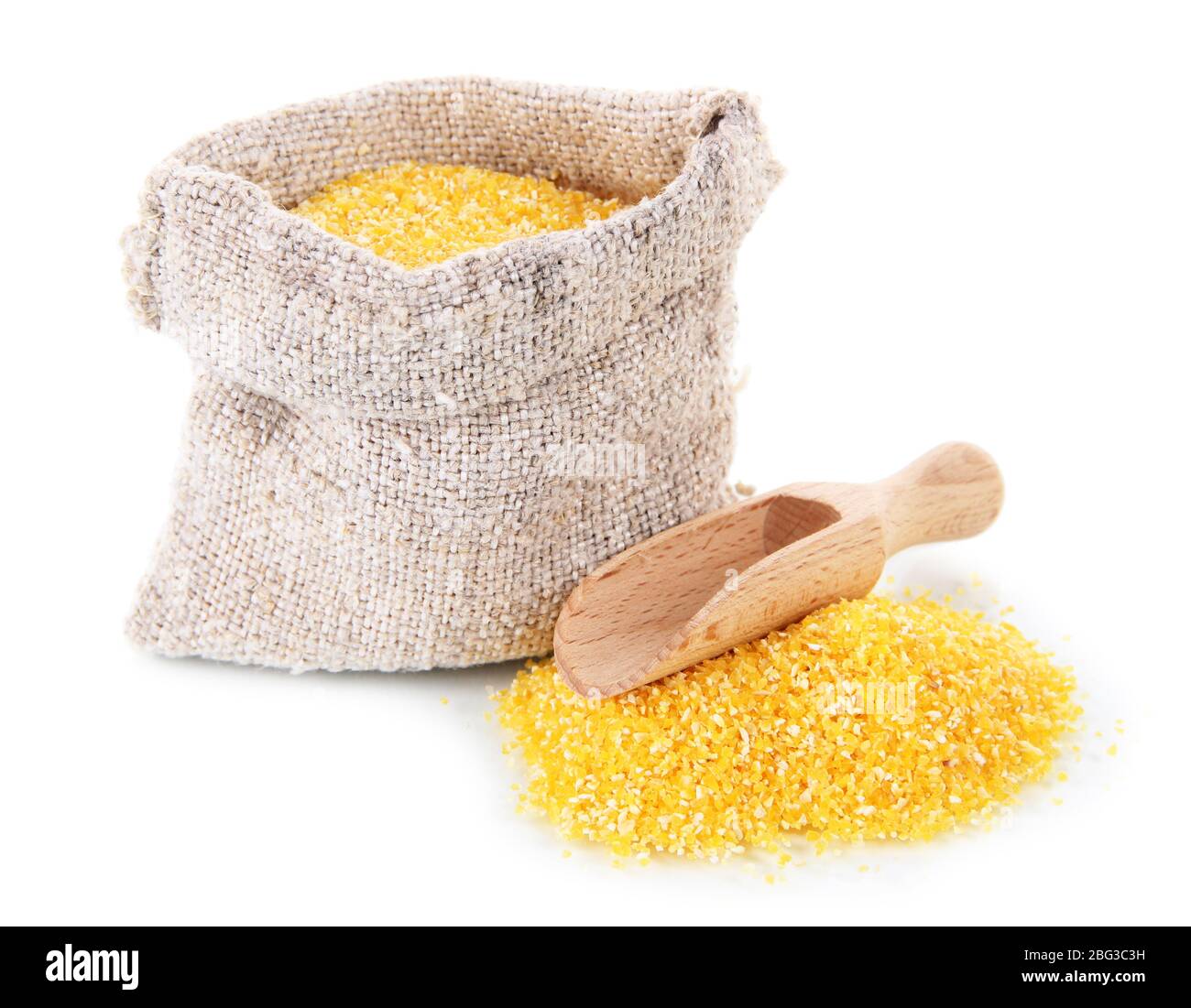 Grains in sack isolated on white Stock Photo - Alamy