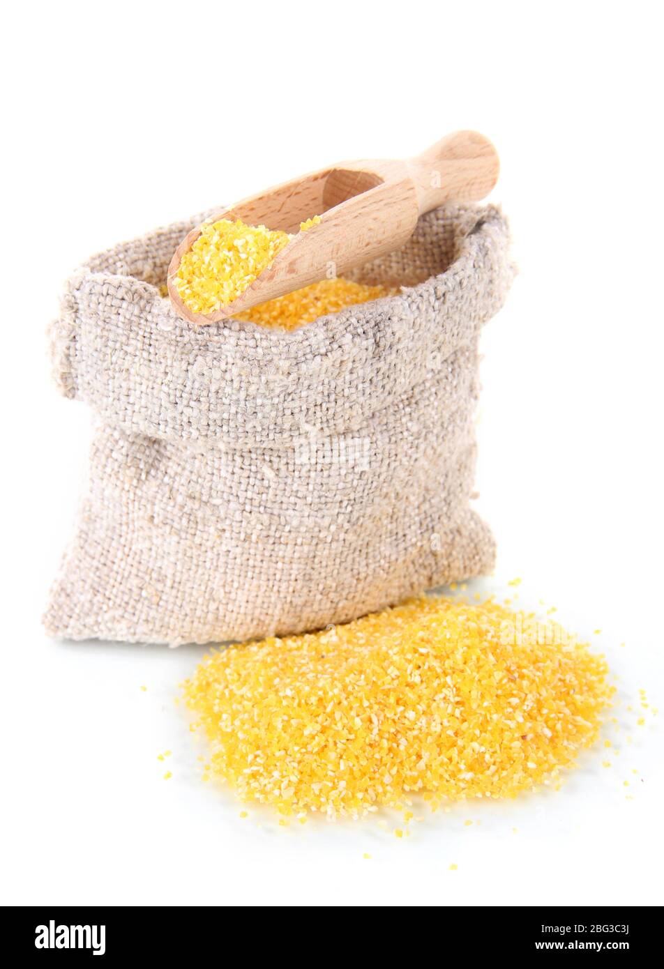 Grains in sack isolated on white Stock Photo - Alamy