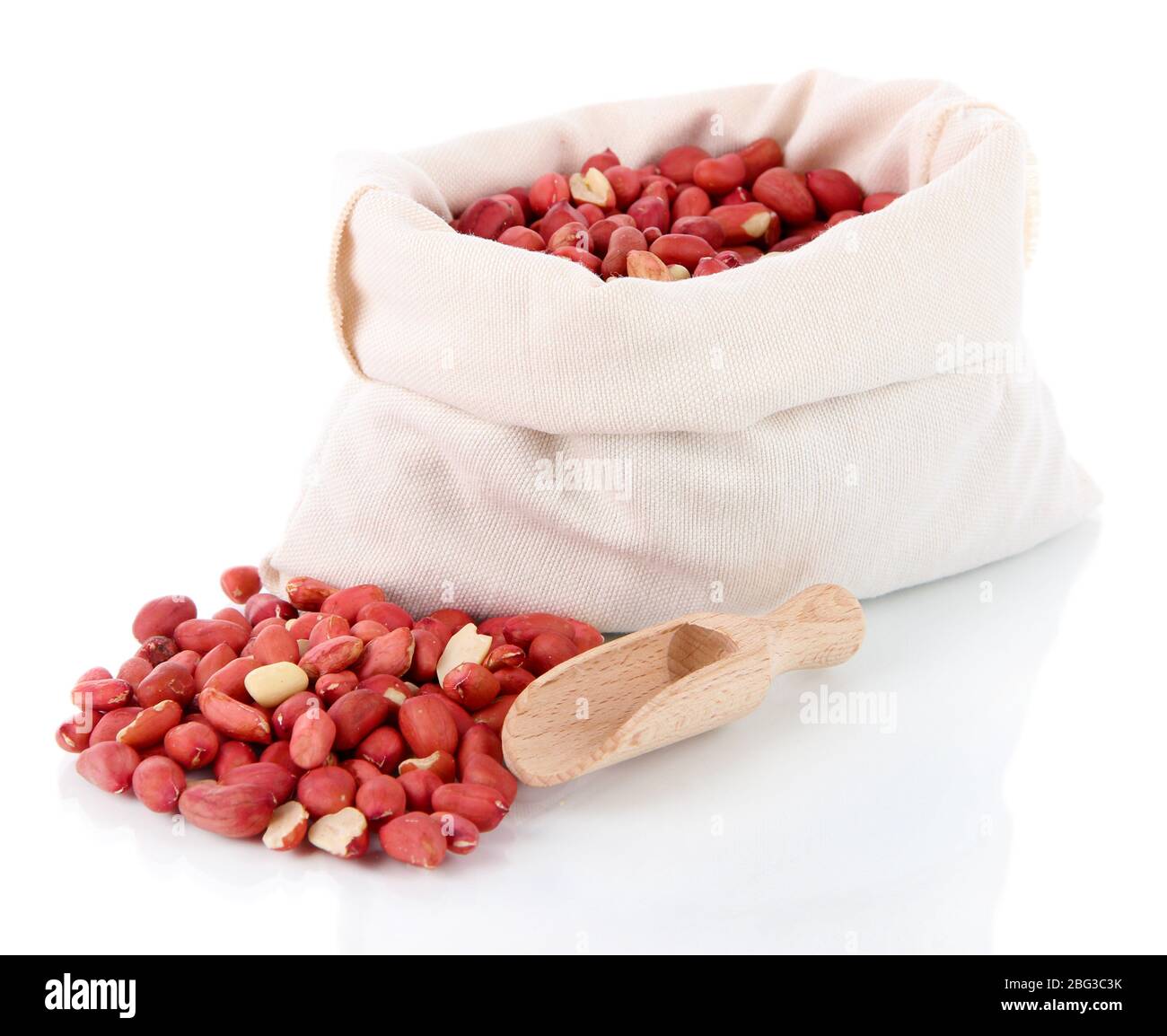 Peanuts in sack isolated on white Stock Photo - Alamy