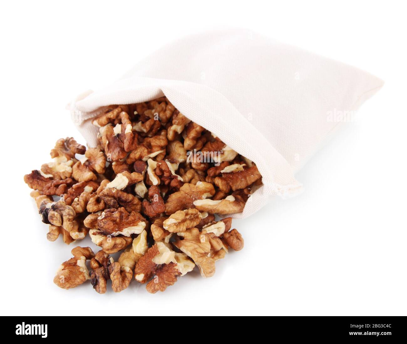 Nuts in sack isolated on white Stock Photo - Alamy