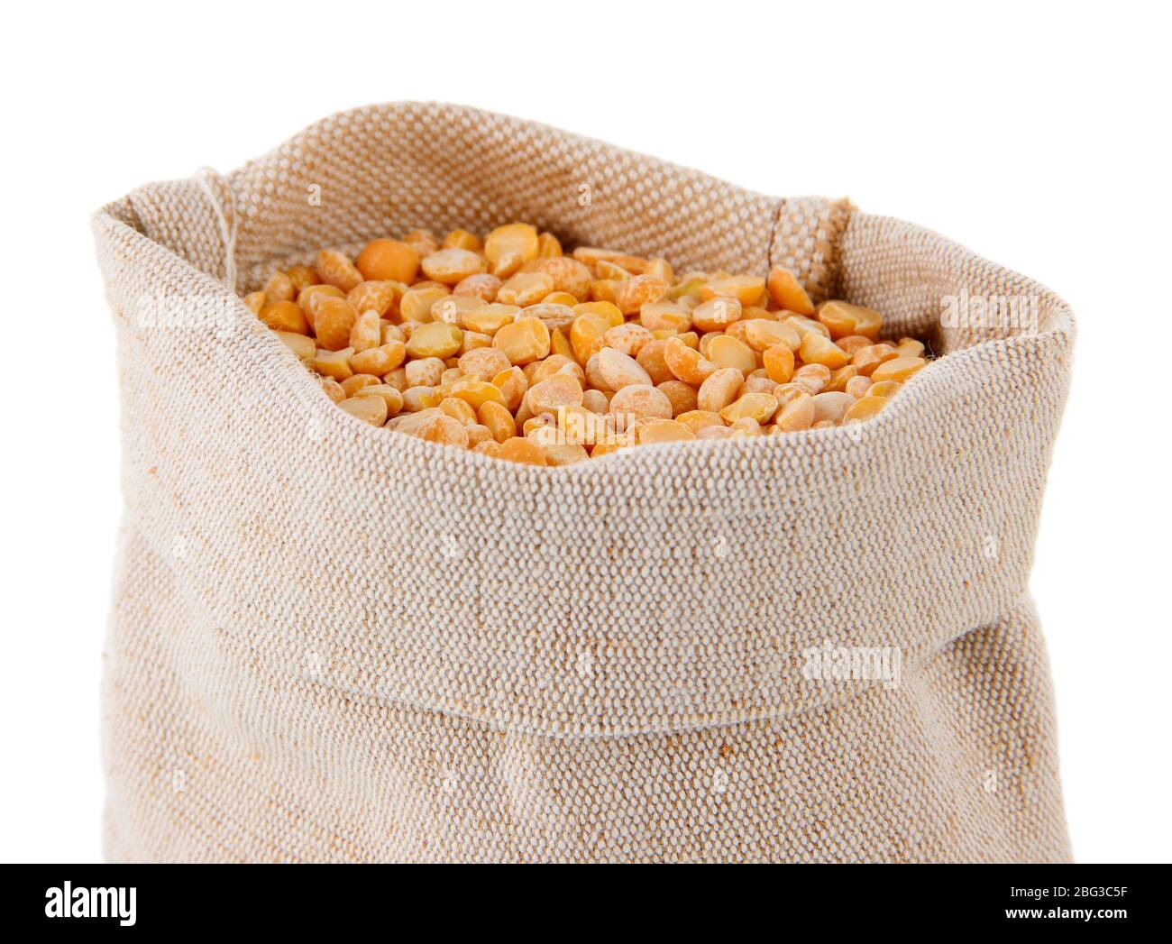 Beans in sack isolated on white Stock Photo - Alamy