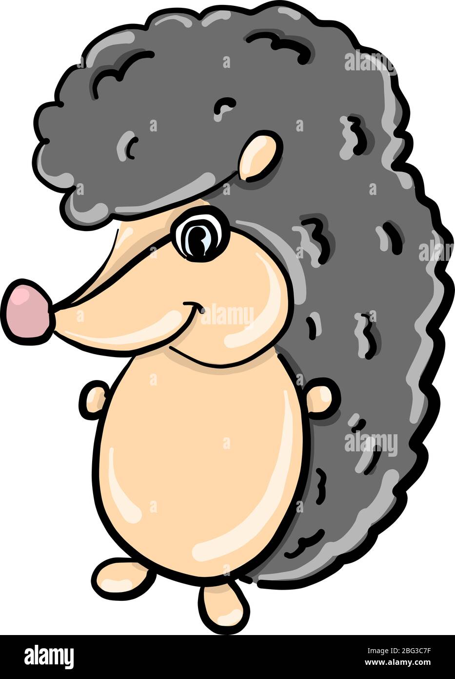 Gray hedgehog, illustration, vector on white background Stock Vector ...