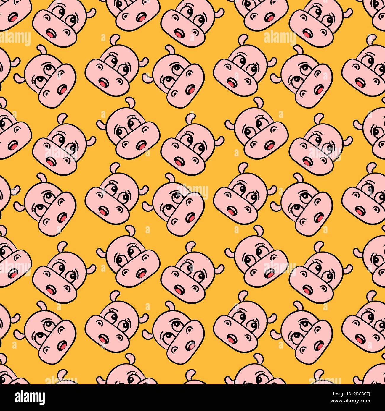 Hippo head pattern, illustration, vector on white background Stock ...