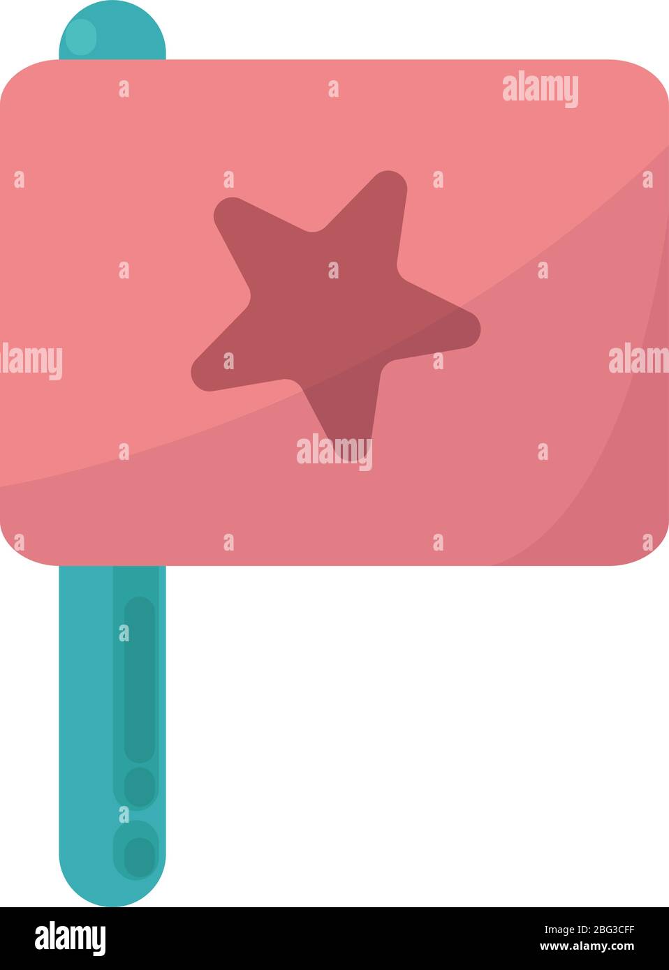 Pink flag with star in middle, illustration, vector on white background ...
