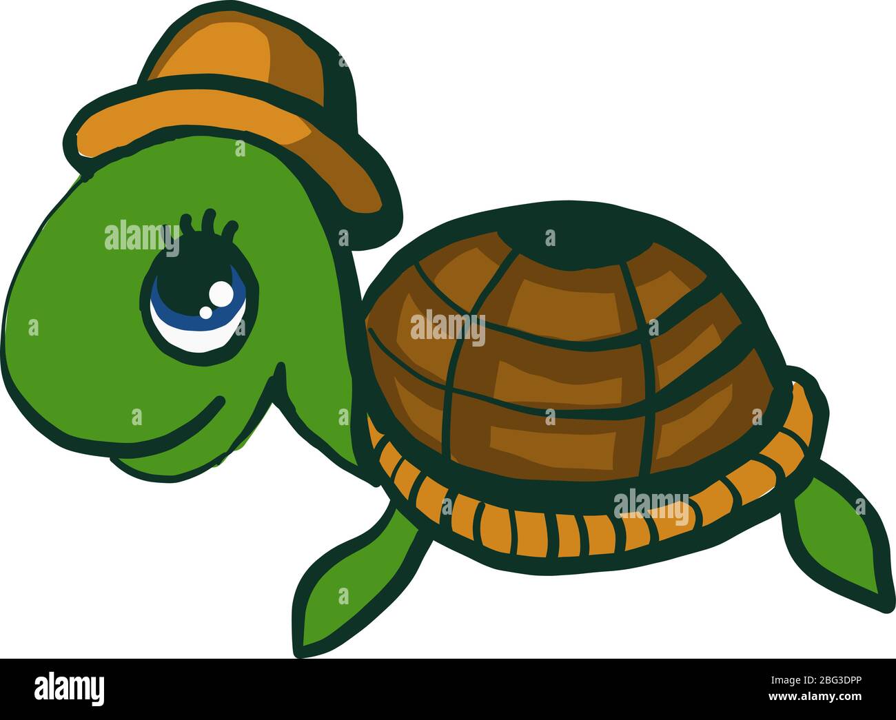 Turtle with hat, illustration, vector on white background Stock Vector ...