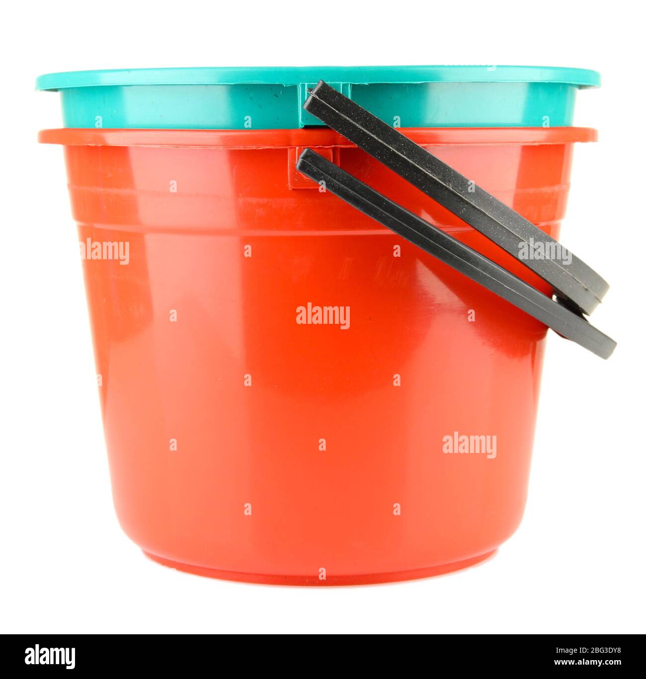 Color plastic bucket isolated on white Stock Photo - Alamy