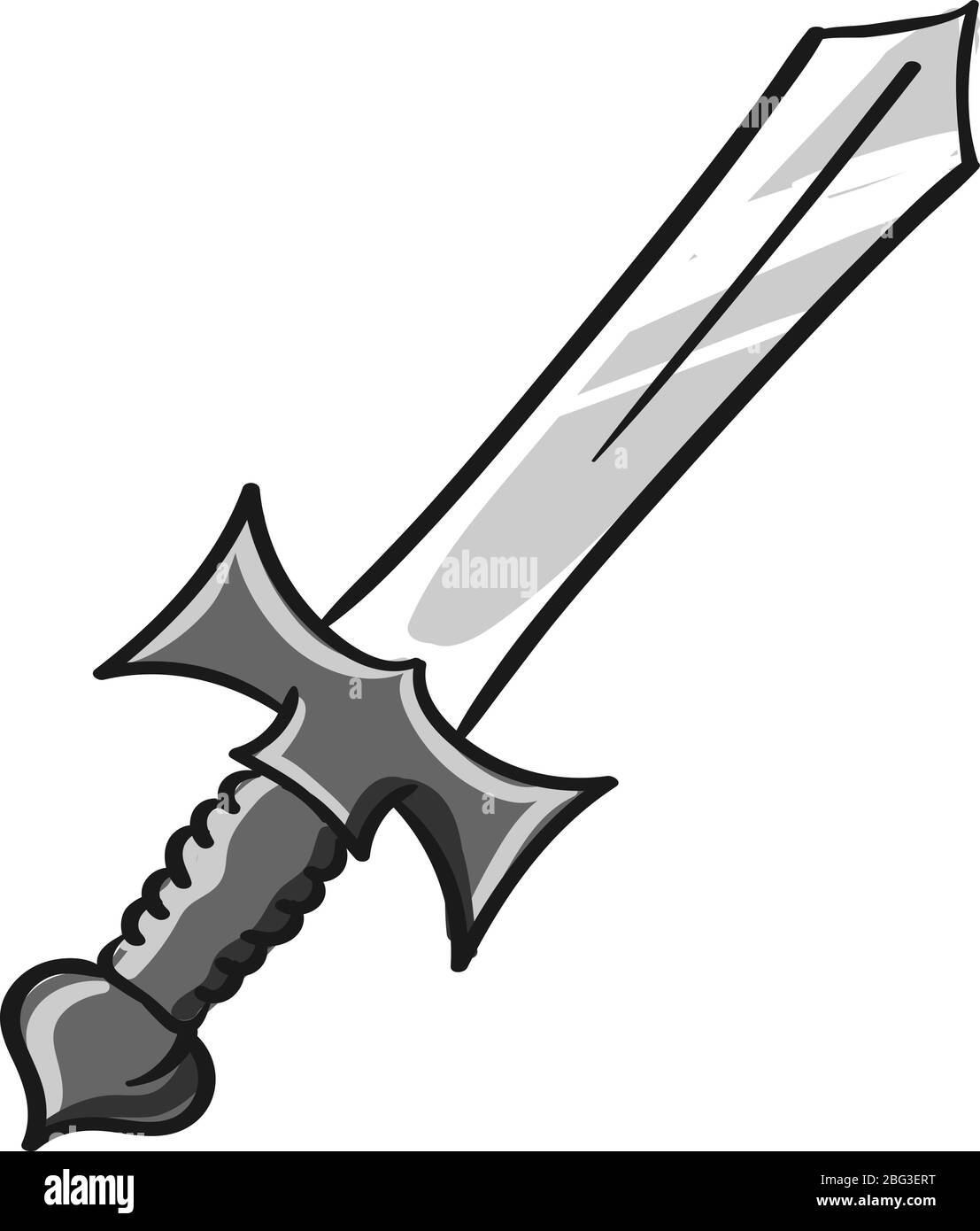 Gray sword, illustration, vector on white background Stock Vector Image ...