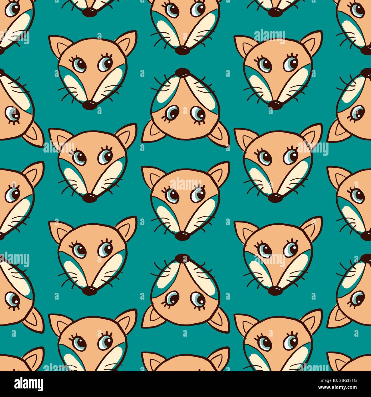 Fox head pattern, illustration, vector on white background Stock Vector ...