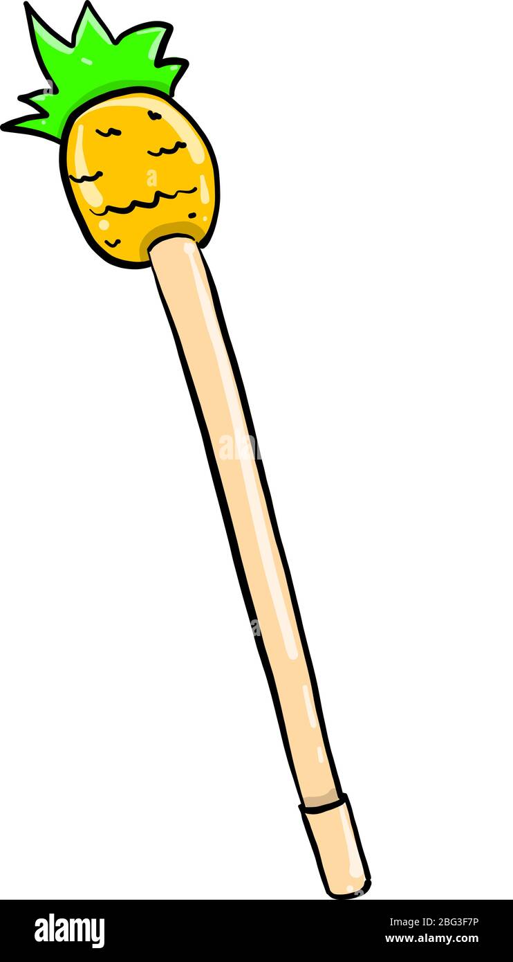 Pineapple pen, illustration, vector on white background Stock Vector ...