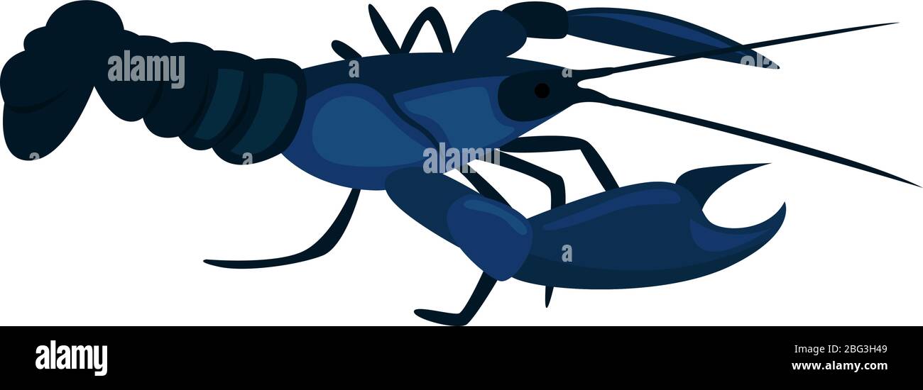 Blue crayfish, illustration, vector on white background Stock Vector ...
