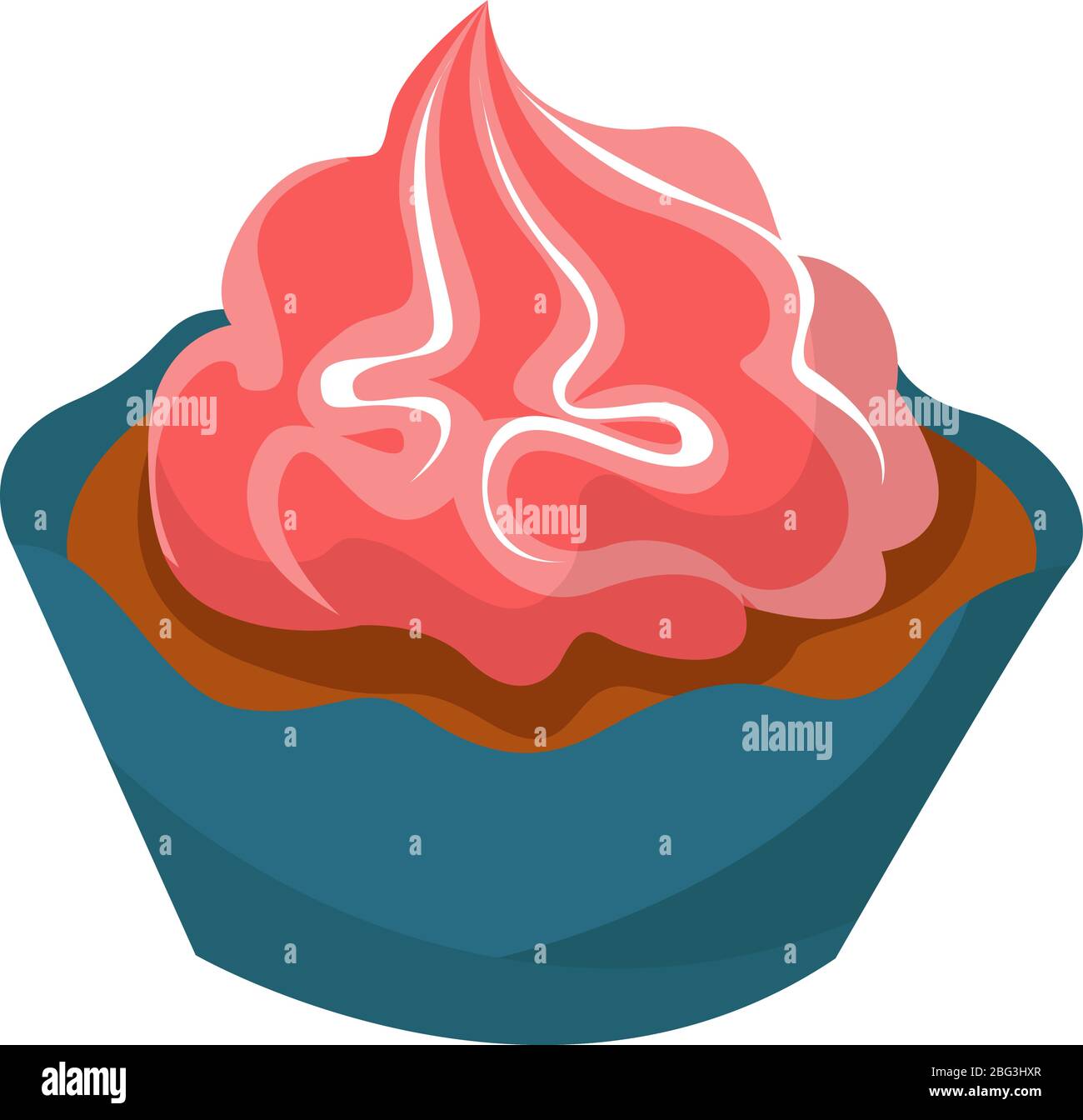 Red cupcake, illustration, vector on white background Stock Vector ...