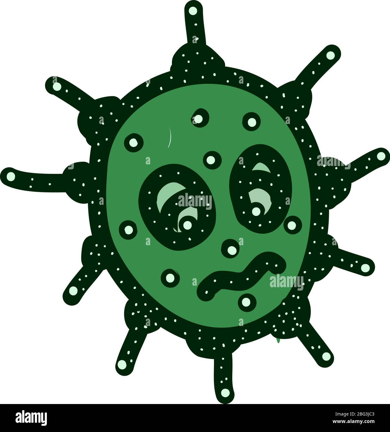 Sad virus, illustration, vector on white background Stock Vector Image ...