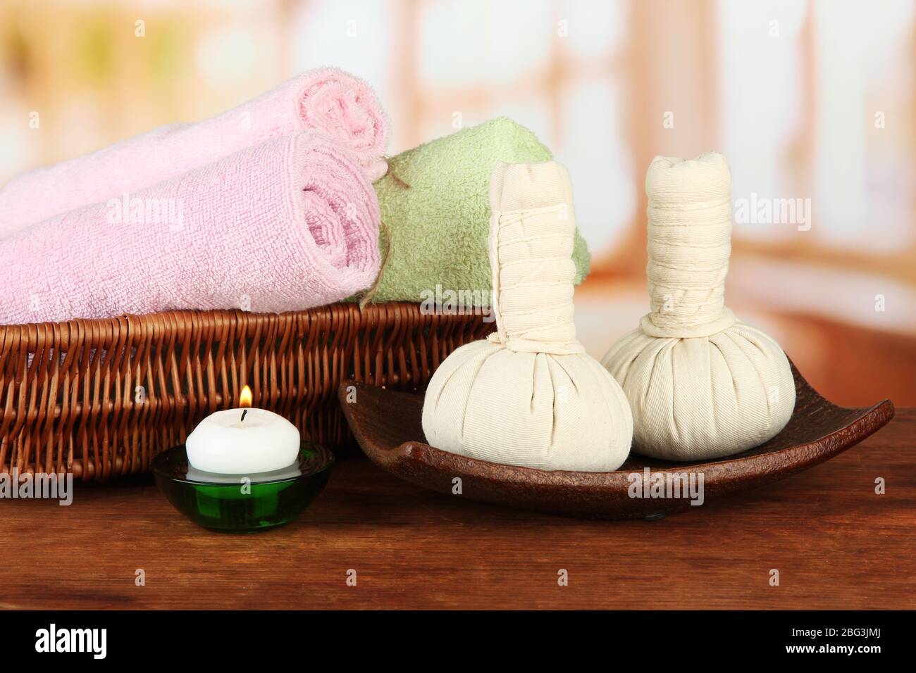 Textile massage spa equipment on room background Stock Photo - Alamy