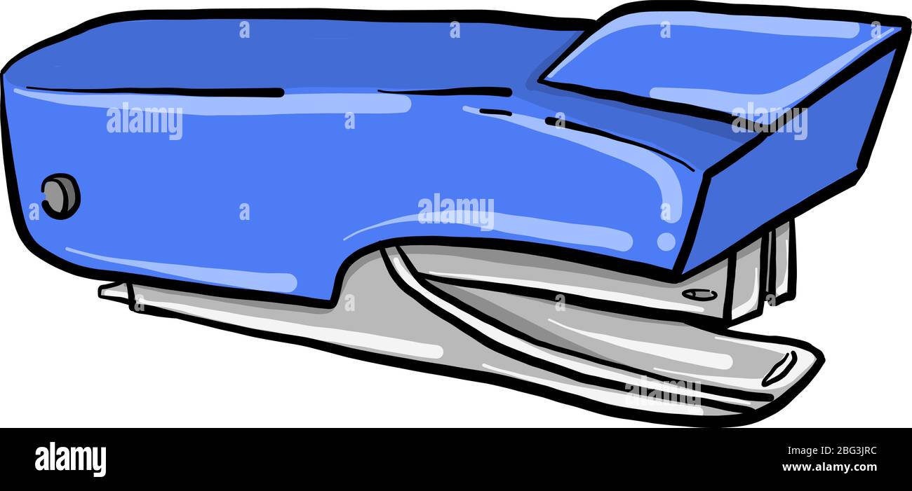 Metal blue stapler, illustration, vector on white background Stock ...