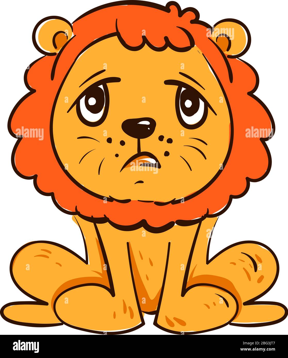 Sad lion, illustration, vector on white background Stock Vector Image ...