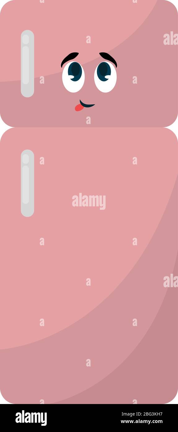 Cute fridge, illustration, vector on white background Stock Vector ...