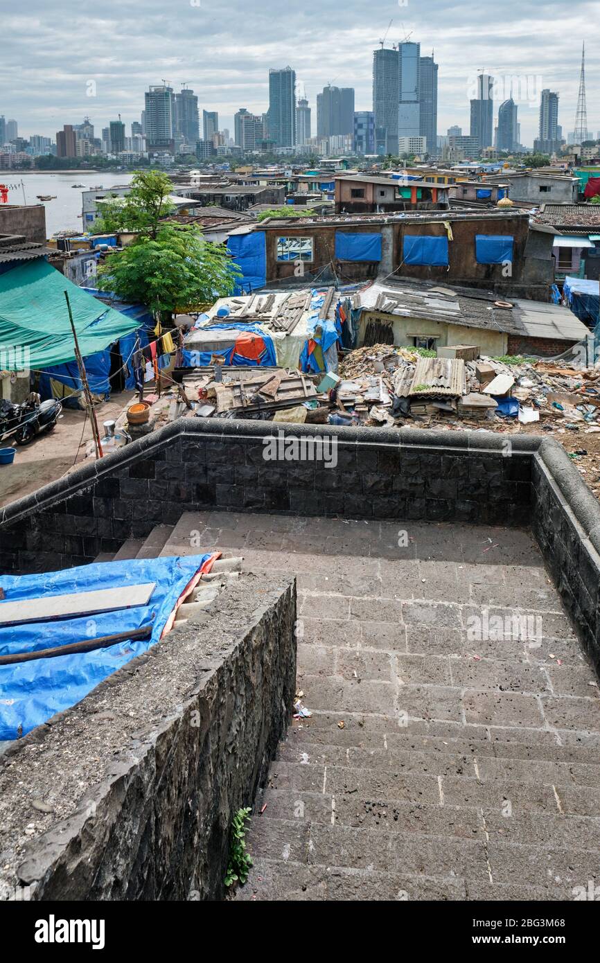 View of Mumbai skyline over slums in Bandra suburb Stock Photo - Alamy