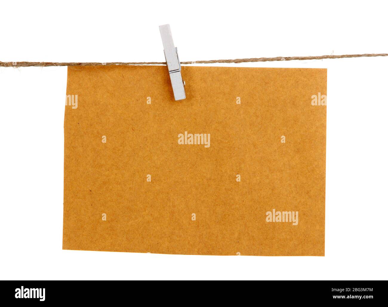 Old sheet of paper hanging on rope isolated on white Stock Photo - Alamy