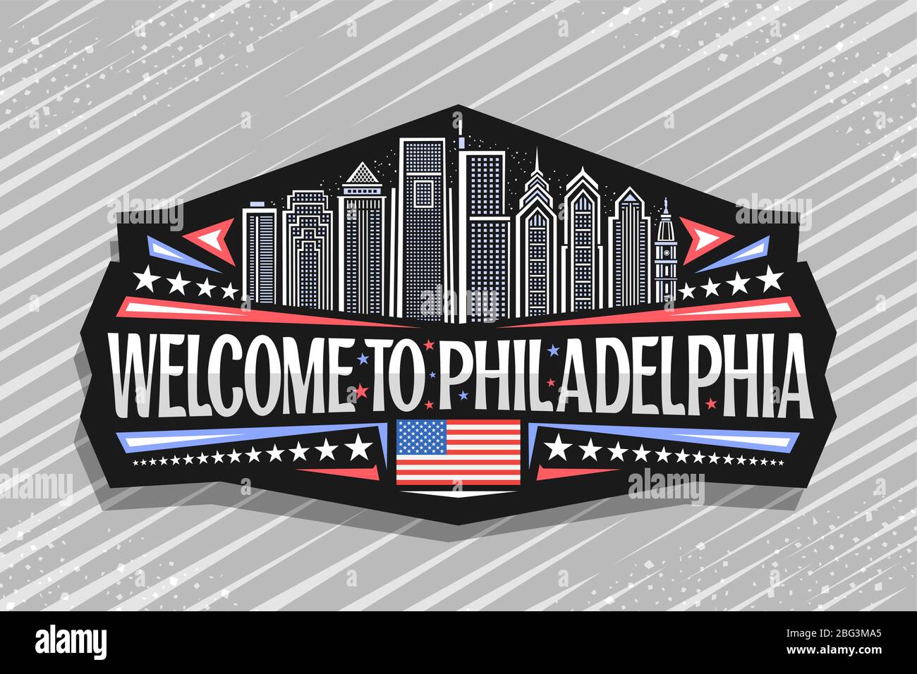 Vector logo for Philadelphia, black decorative sticker with line ...