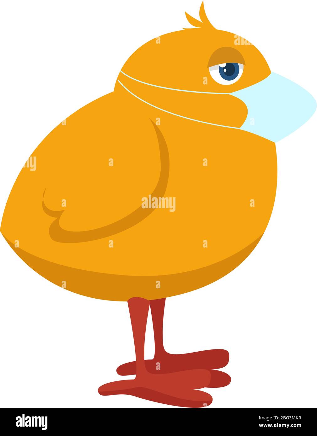Chicken with medical mask, illustration, vector on white background ...