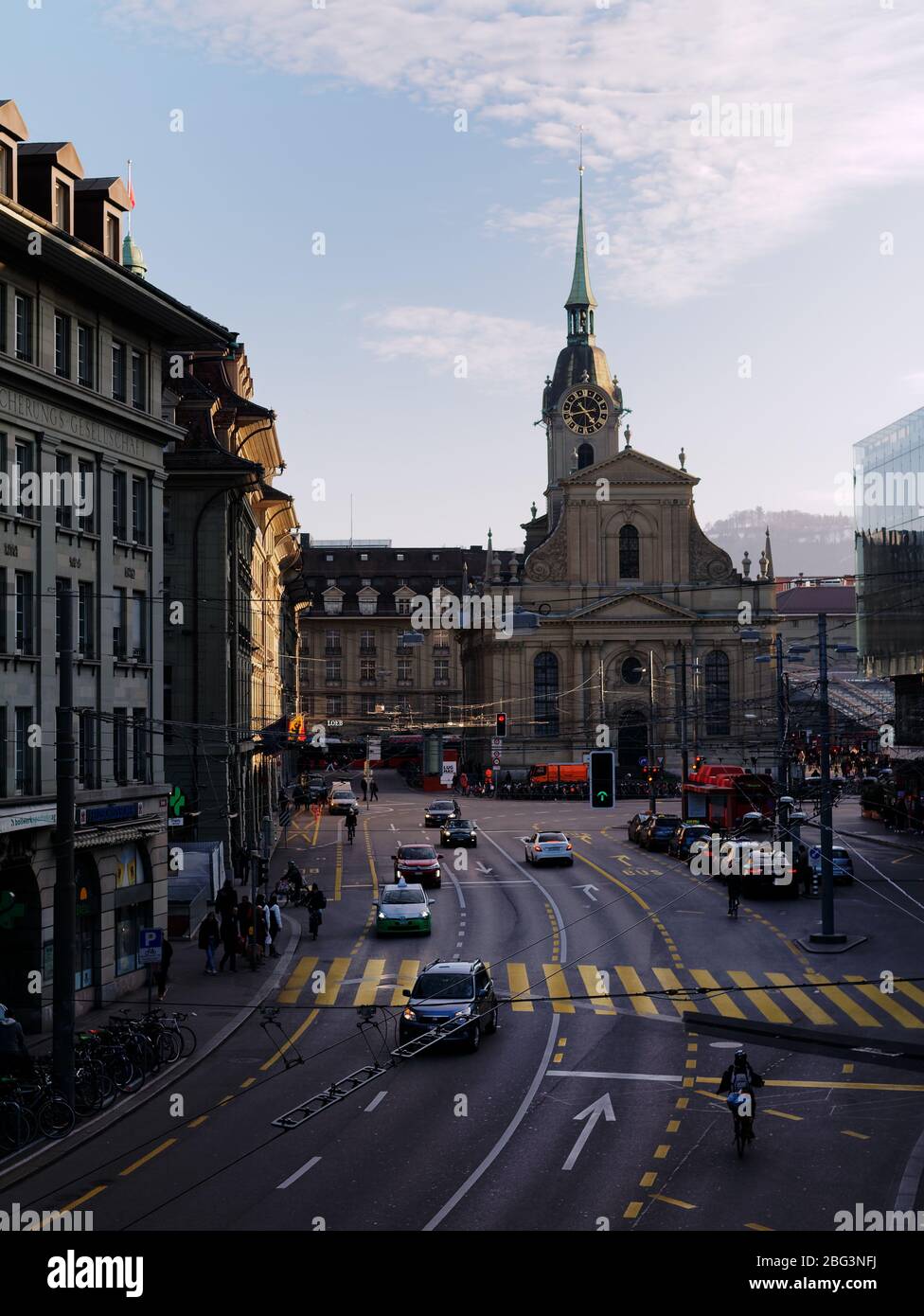 East side of the Bern train station. The station is seen on the right ...