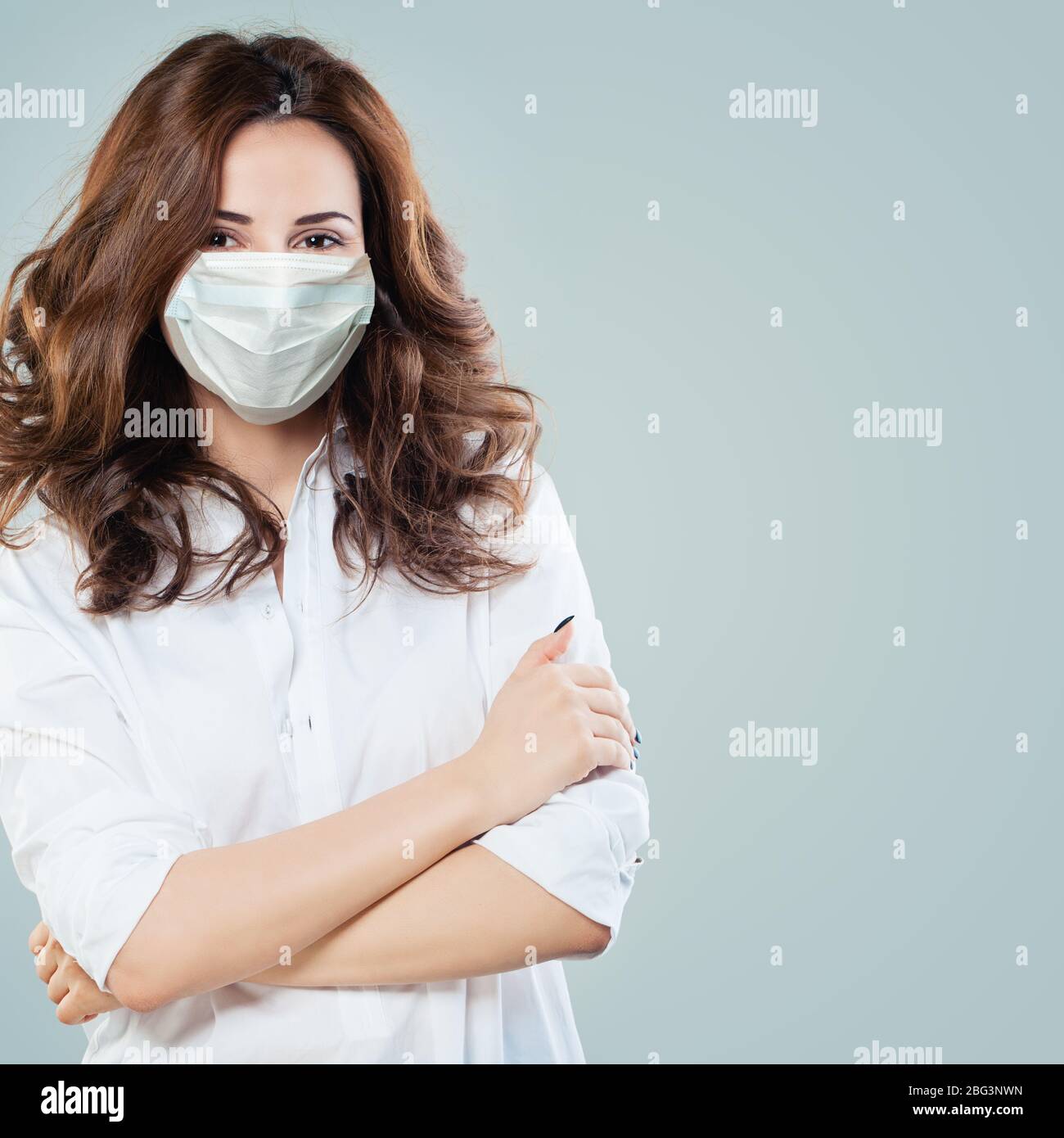 Doctor or virologist woman wearing safety face mask. Woman in medical ...