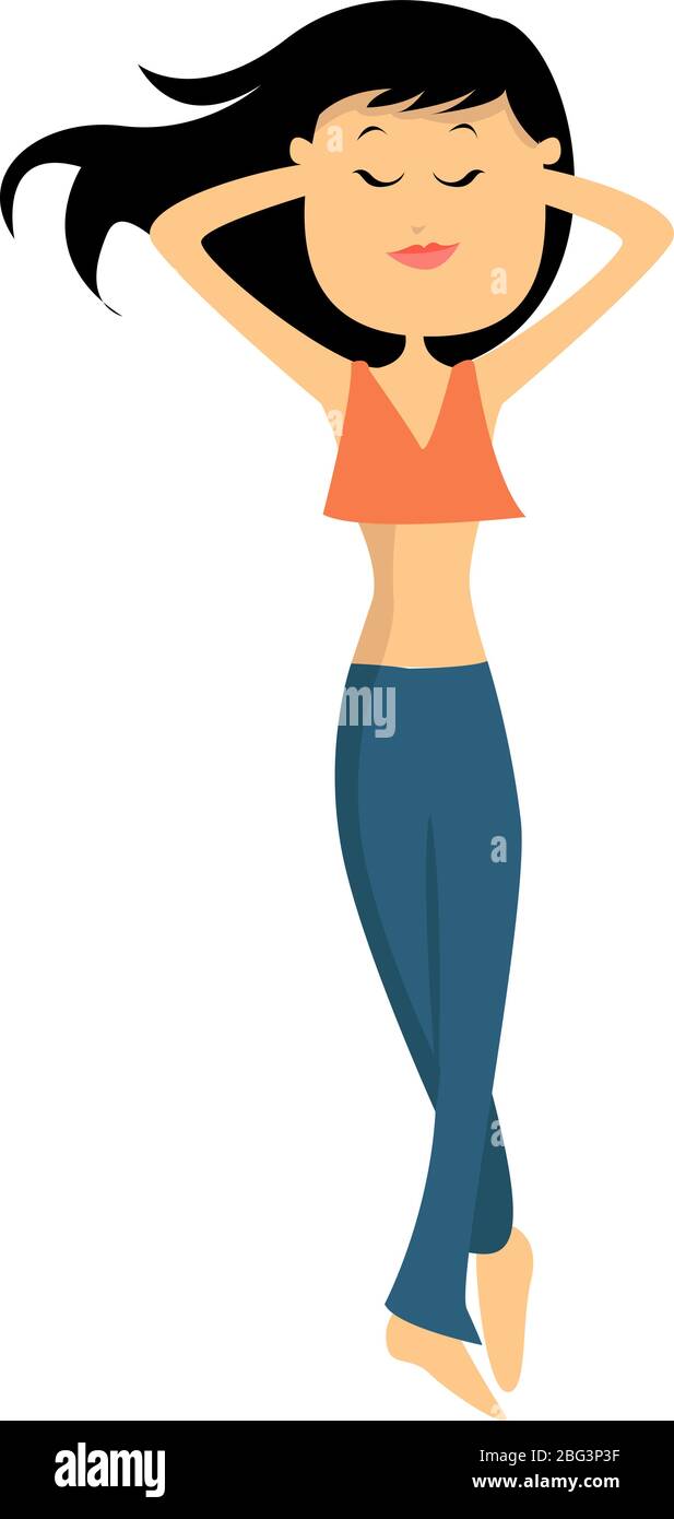Girl relaxing, illustration, vector on white background Stock Vector ...