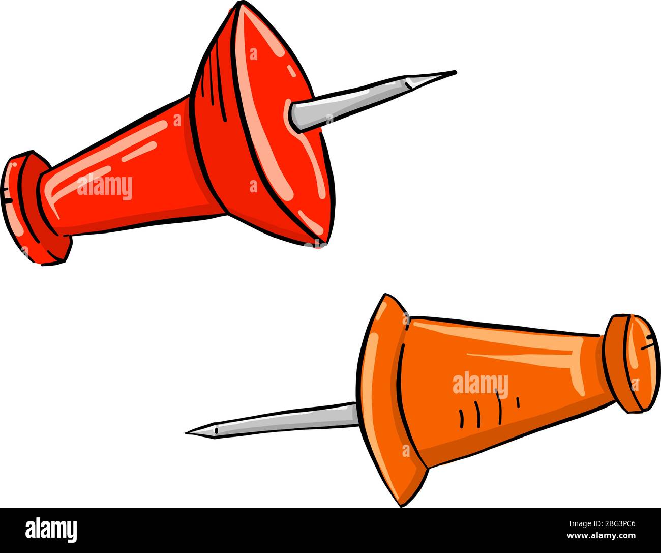 Orange pins, illustration, vector on white background Stock Vector ...