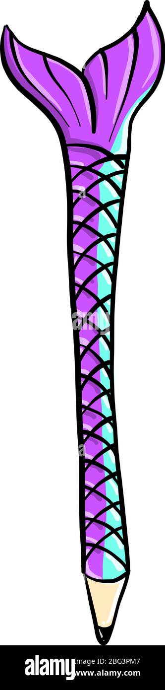 Purple pen, illustration, vector on white background Stock Vector Image ...