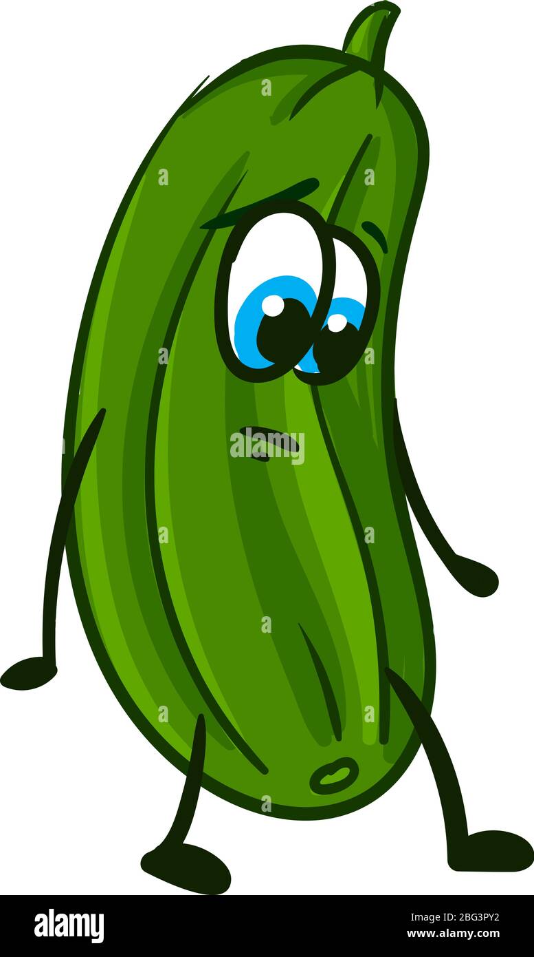 Sad cucumber, illustration, vector on white background Stock Vector ...