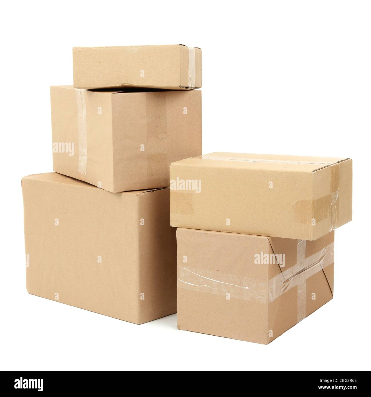 Different cardboard boxes isolated on white Stock Photo - Alamy