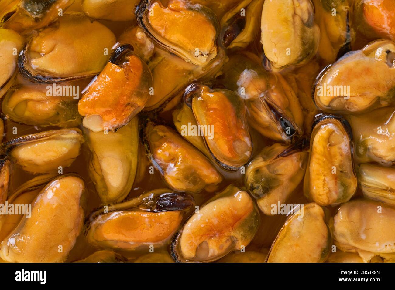 food background from peeled mussel texture closeup Stock Photo - Alamy