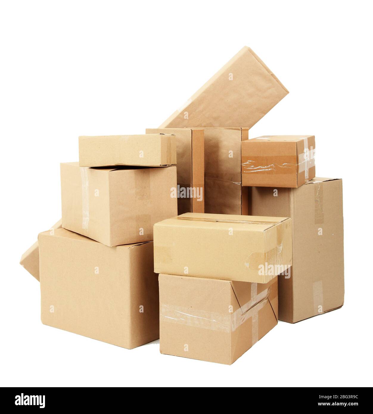 Different cardboard boxes isolated on white Stock Photo - Alamy