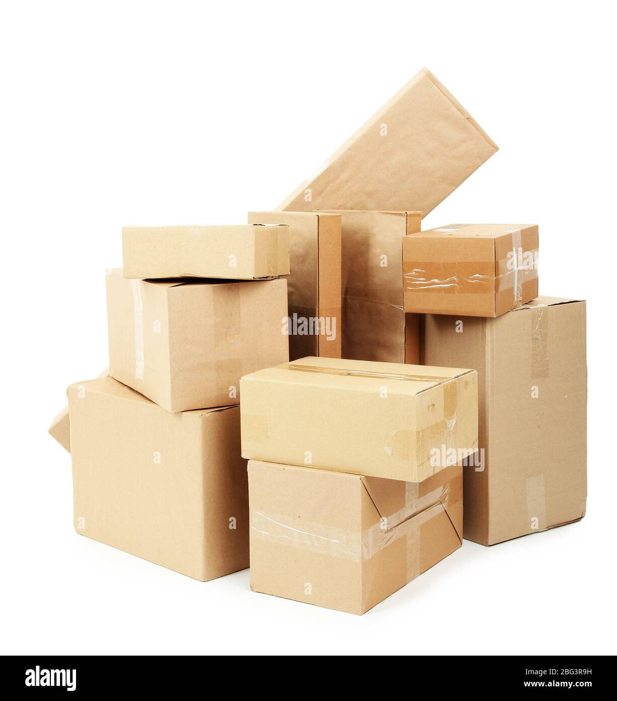 Different cardboard boxes isolated on white Stock Photo - Alamy