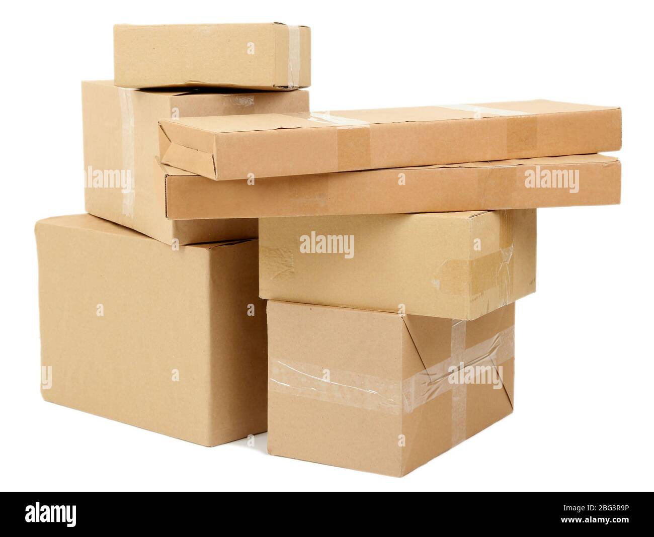 Different cardboard boxes isolated on white Stock Photo - Alamy