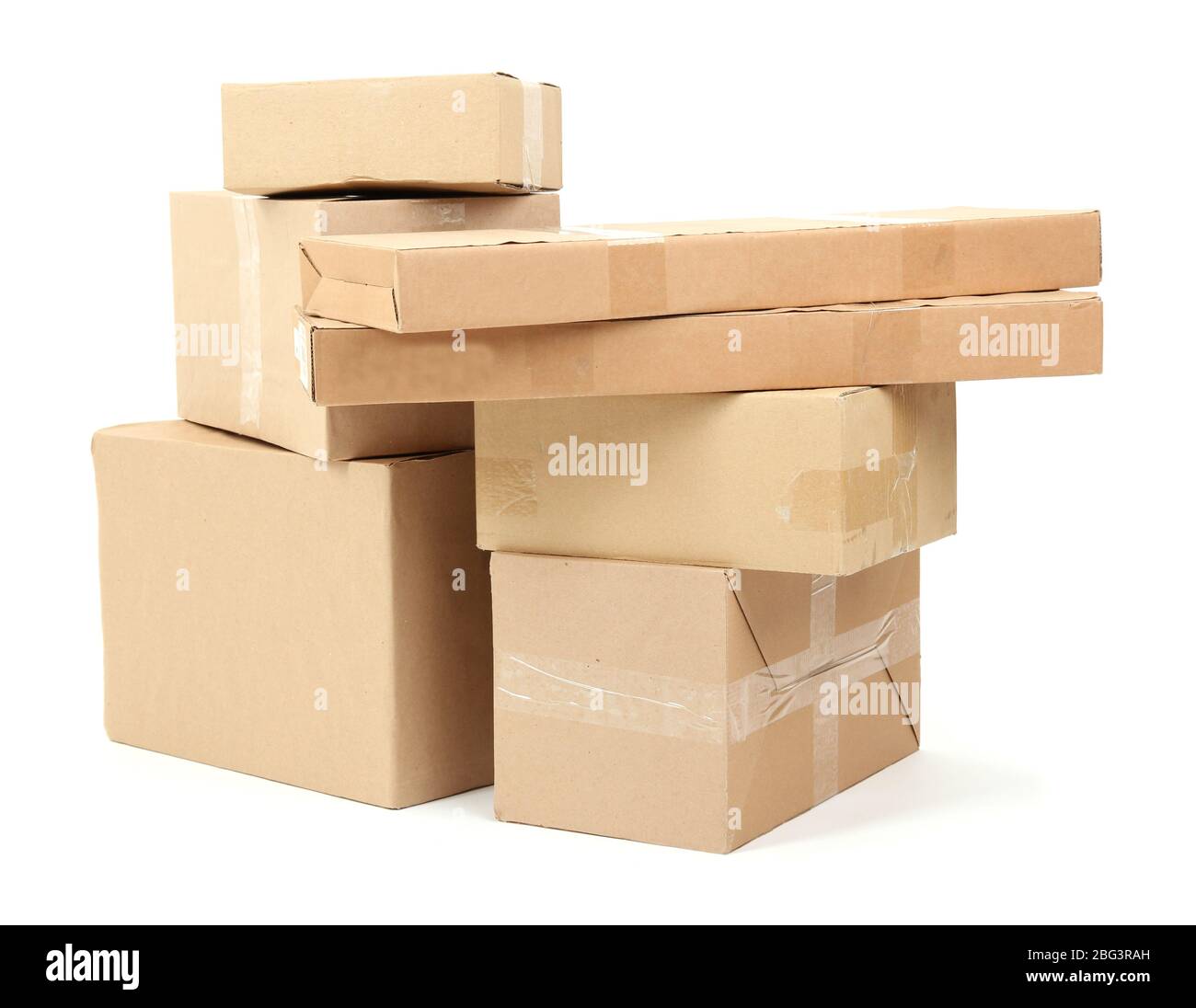Different cardboard boxes isolated on white Stock Photo - Alamy