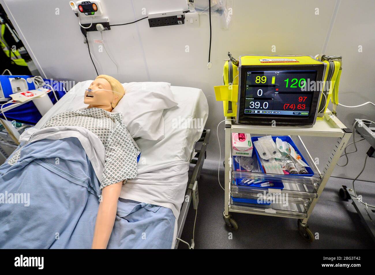 A machine simulating vital signs of a deteriorating patient is used ...